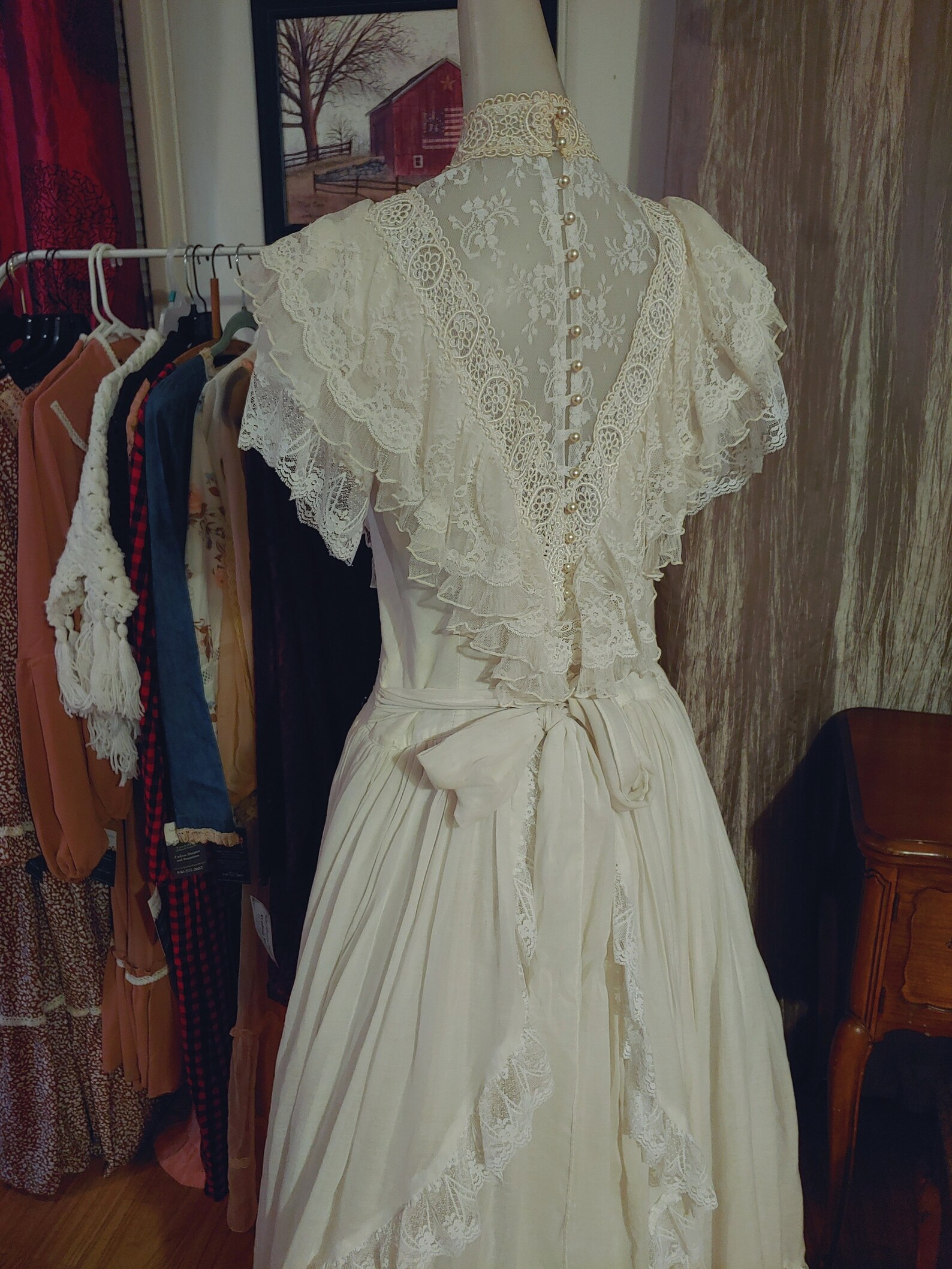 Vintage Gunne Sax Prairie Dress Cottage Core Gown White Southern Belle ...