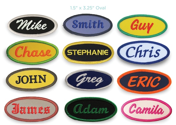Embroidered Custom Iron-on Oval Name Patch free Shipping - Etsy