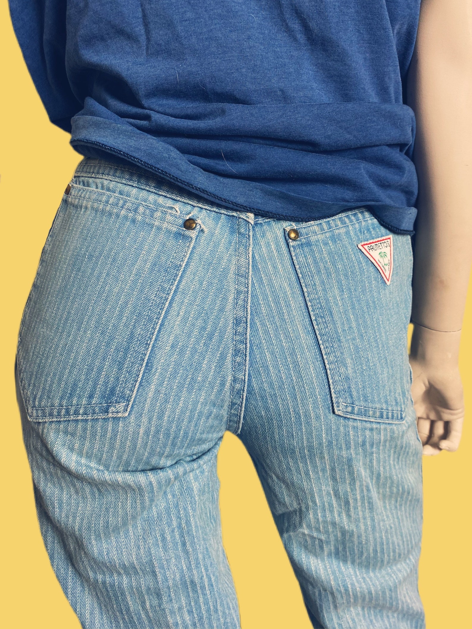 Vintage 80s Palmetto Light Wash Jeans// 80s Pin Striped Denim - Etsy