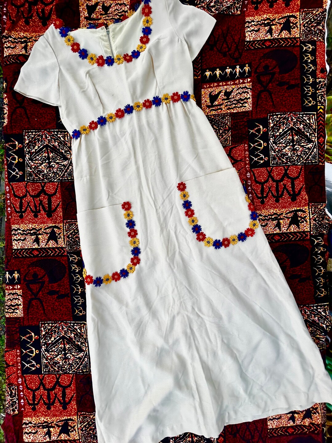 Vintage 1960s Flower Child Maxi Dress // Daisy Chain Hippie Bohemian ...