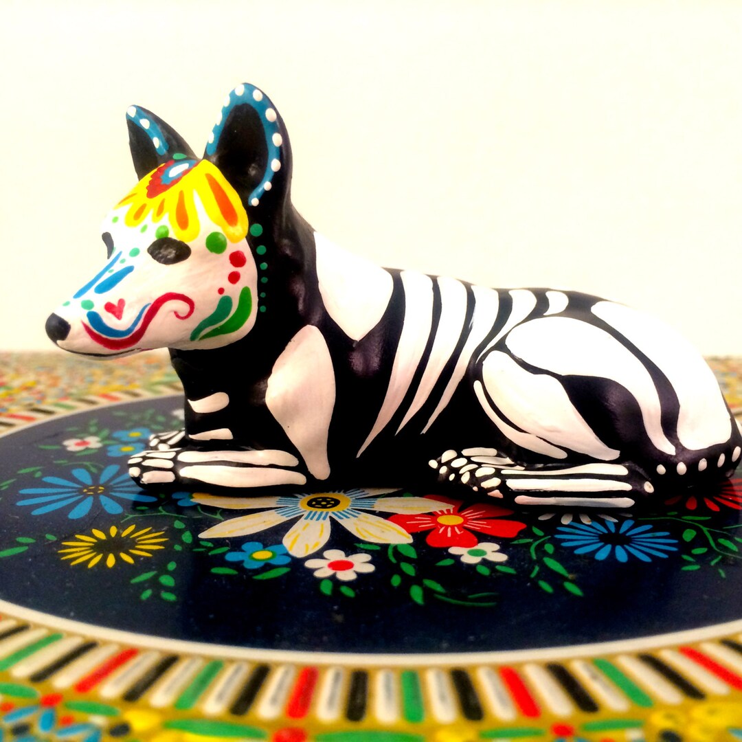 Day of the Dead Corgi Dog Sugar Skull Pet Memorial Dia De Los Muertos ...