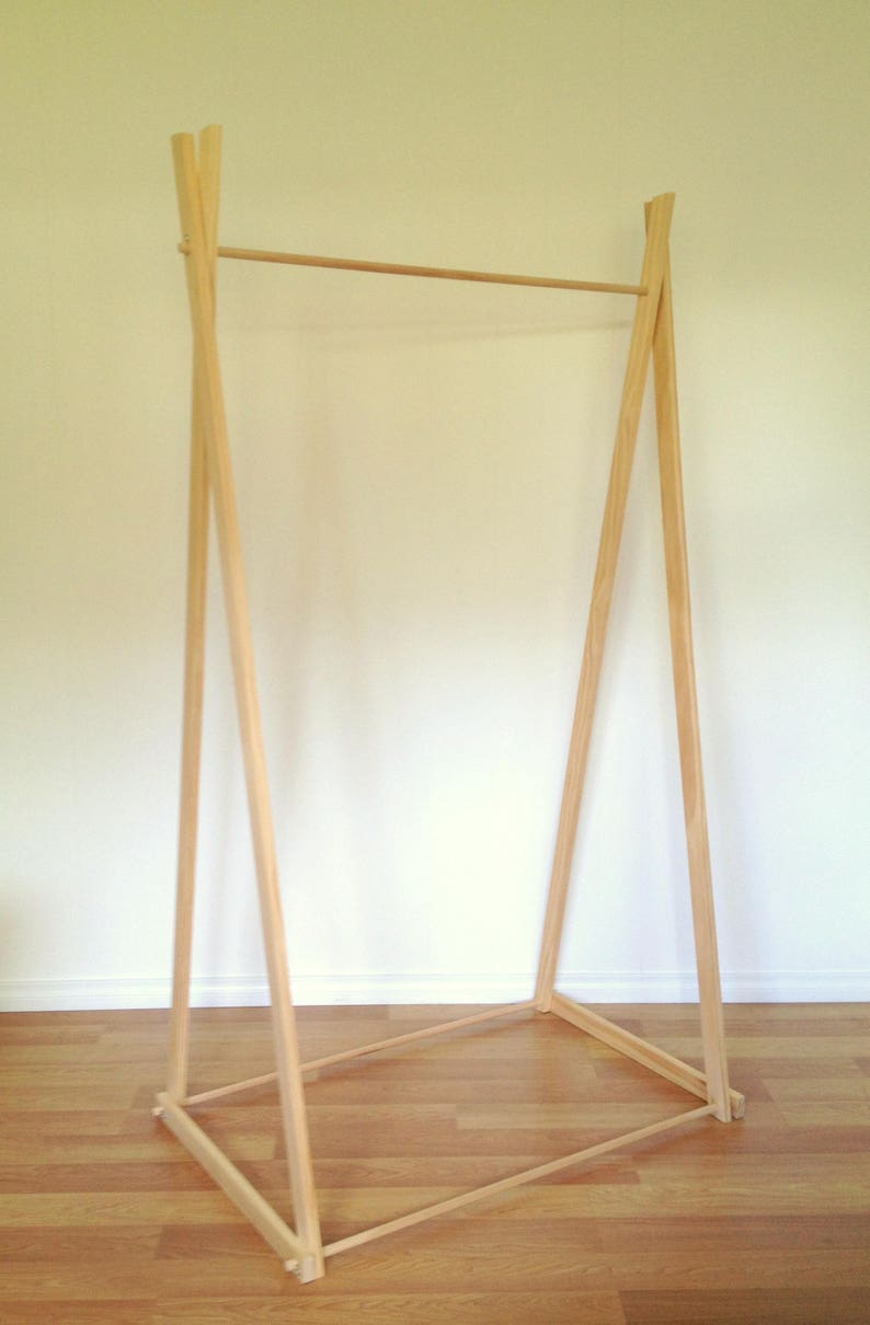 Wooden Portable Adult Size Clothes Rack 90cm Wide, Clothes Storage Rail ...