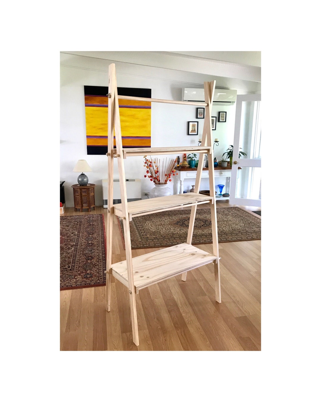 Wooden Portable A Frame Shelf Stand 90cm Wide, Collapsible Shelves ...