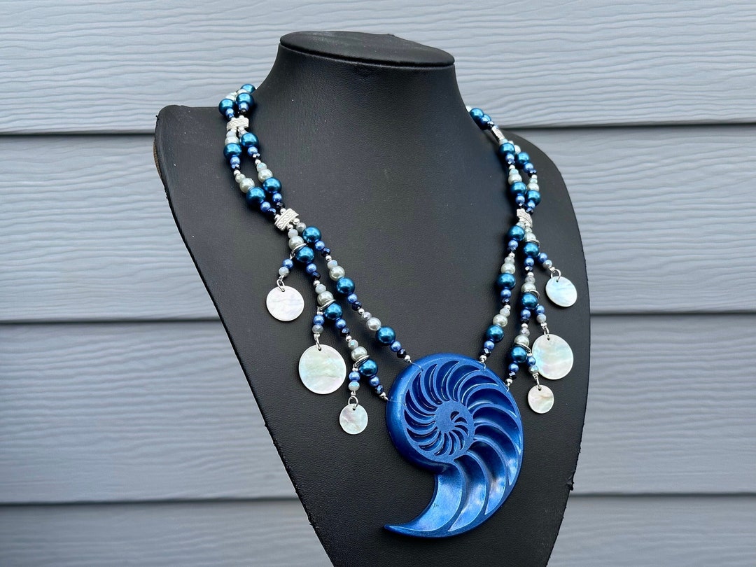 Nautilus Shell Necklace Manta Blue, Inspired by Finfolk Swimmable ...