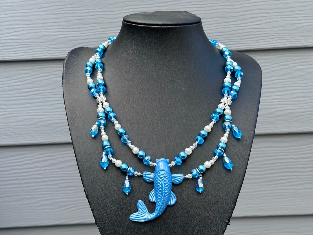 Koi Fish Necklace Icy Blue Swimmable Accessory Merfolk - Etsy