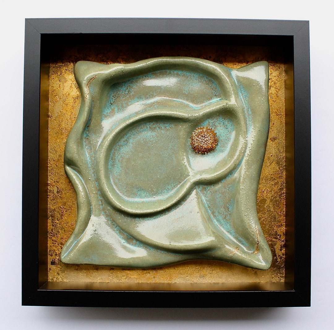 Abstract Ceramic Tile, Sculpted Ceramic Wall Art, Clay Tile, Bas Relief ...