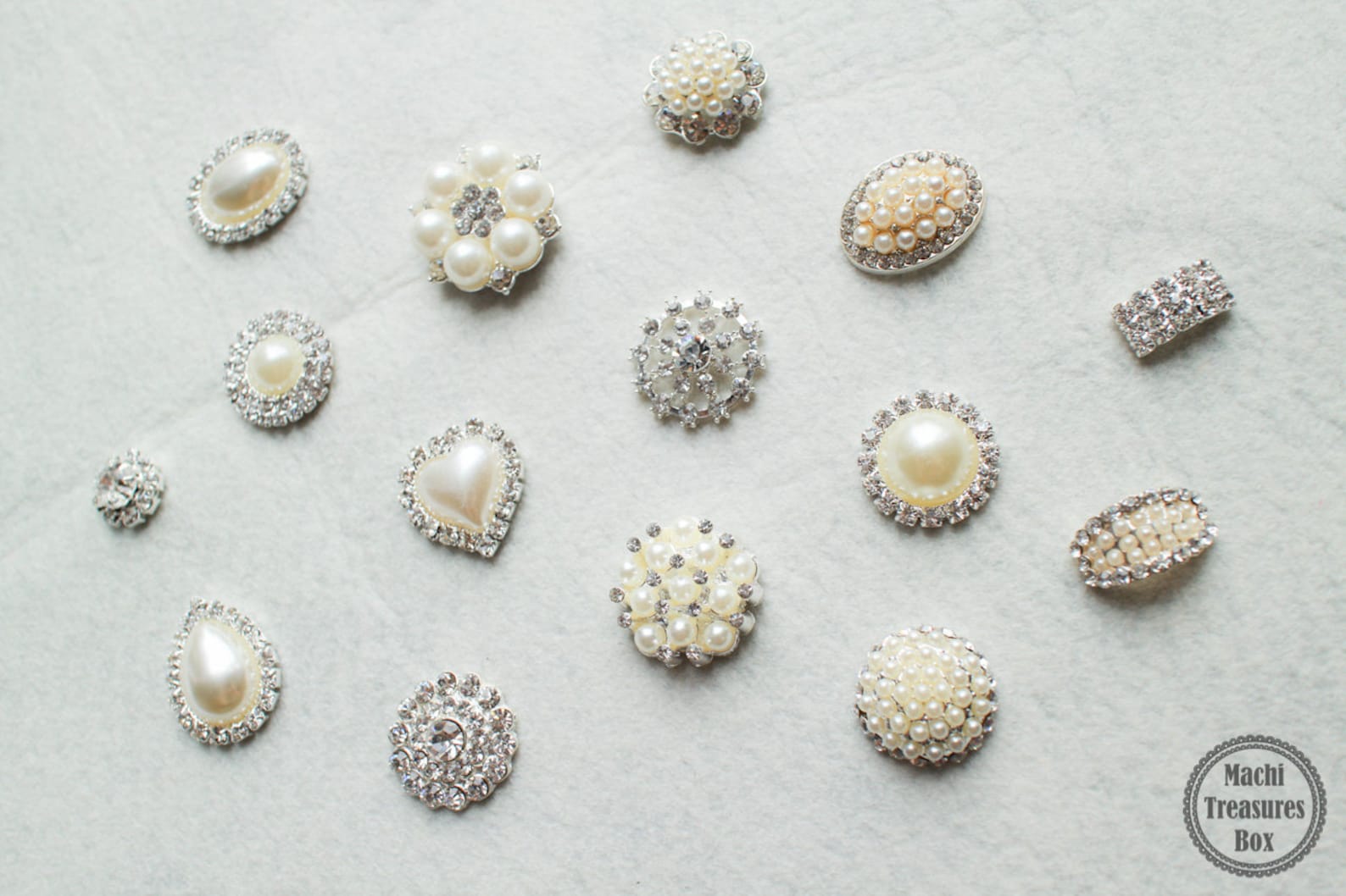 10 Assorted Mix Lot Pearl Rhinestone Silver Base Flat Back - Etsy