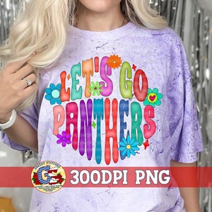 Let's Go Panthers Groovy Retro Flowers PNG Sublimation Let's Go ...