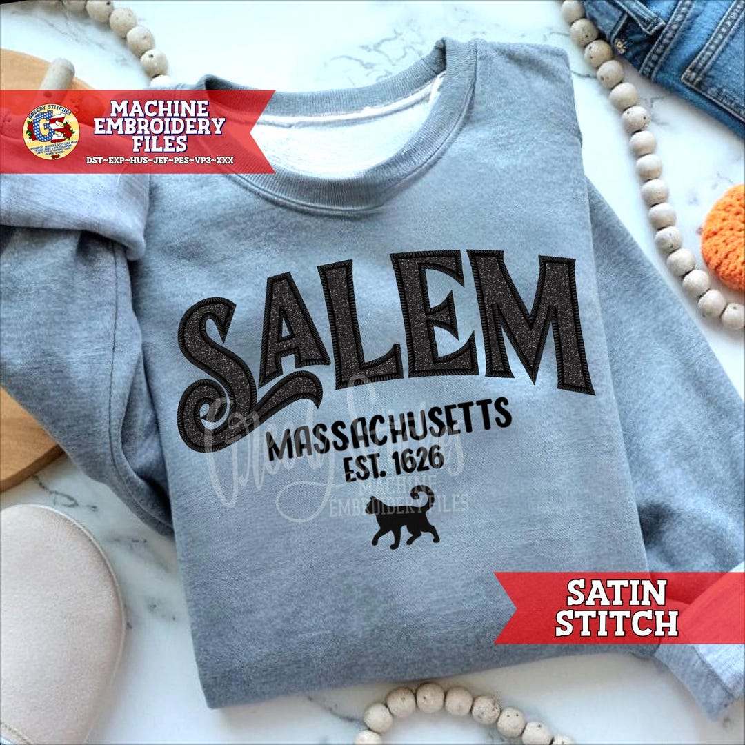 Salem Massachusetts Satin Stitch Machine Embroidery Applique ...