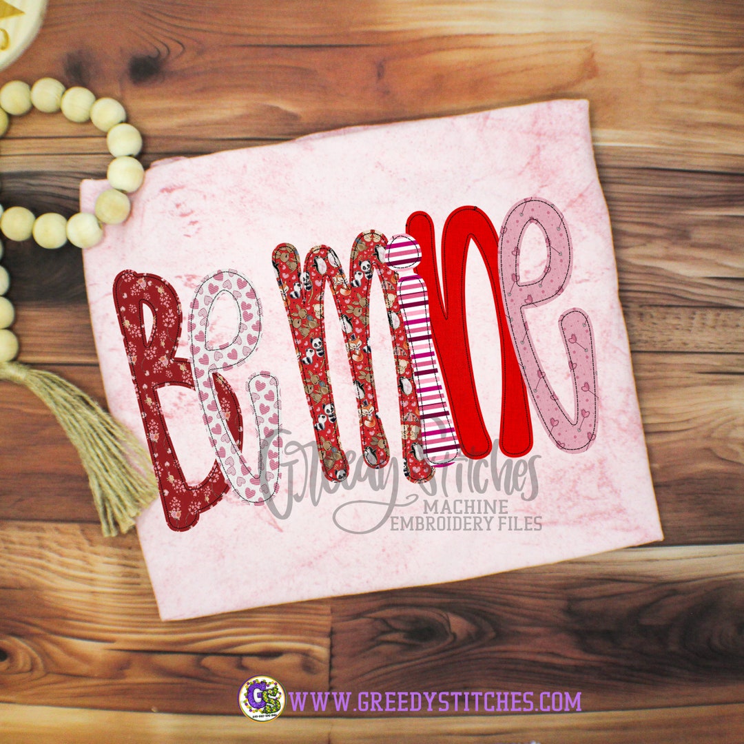 Be Mine Bean Stitch Applique Machine Embroidery Design | Valentine's ...