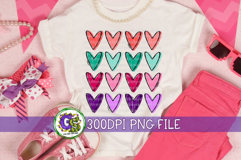 Colorful Hearts Png for Sublimation. Valentine's Day Png | Etsy