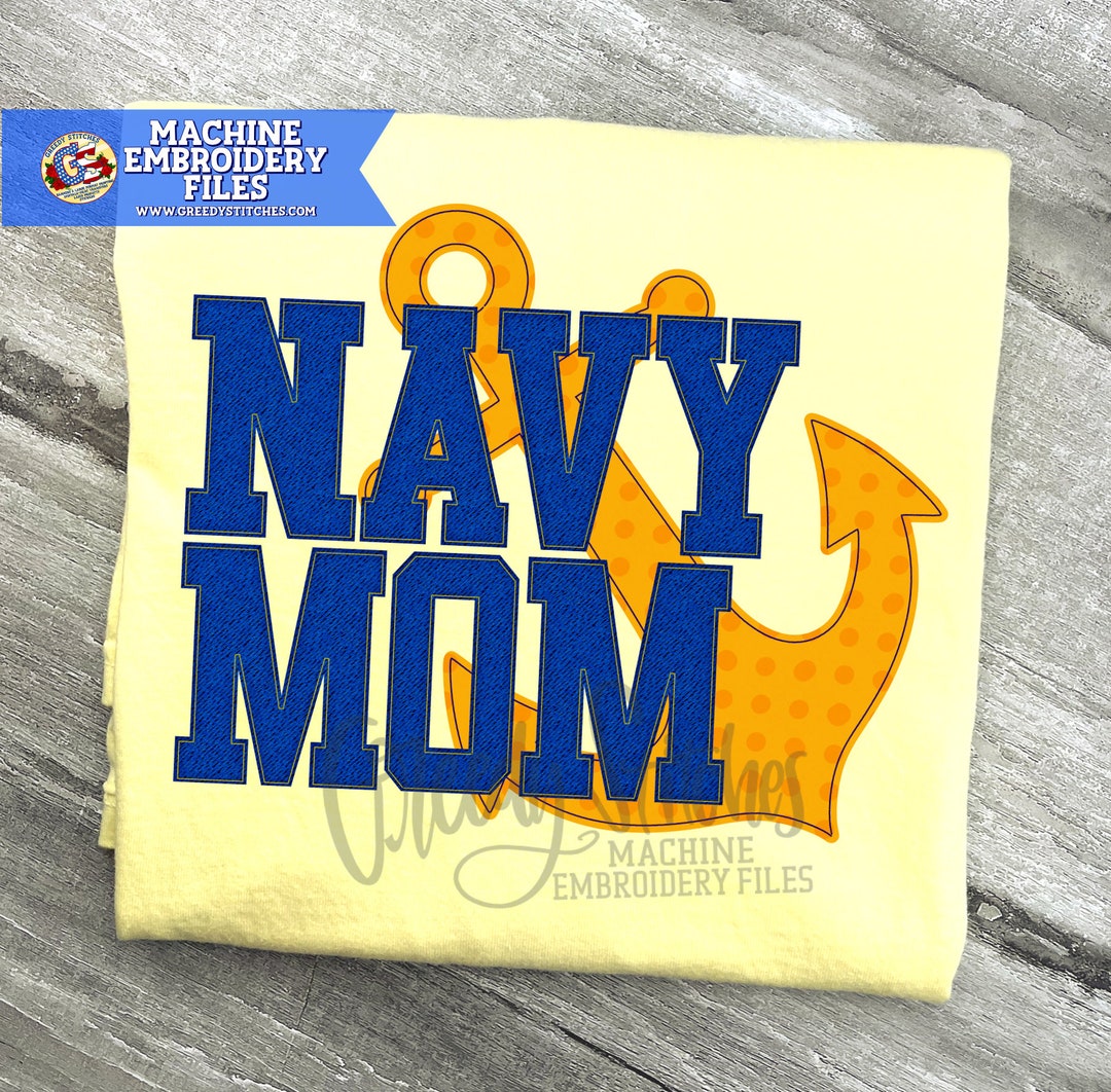Navy Mom Bean Stitch Applique Machine Embroidery Design | Navy Mom ...