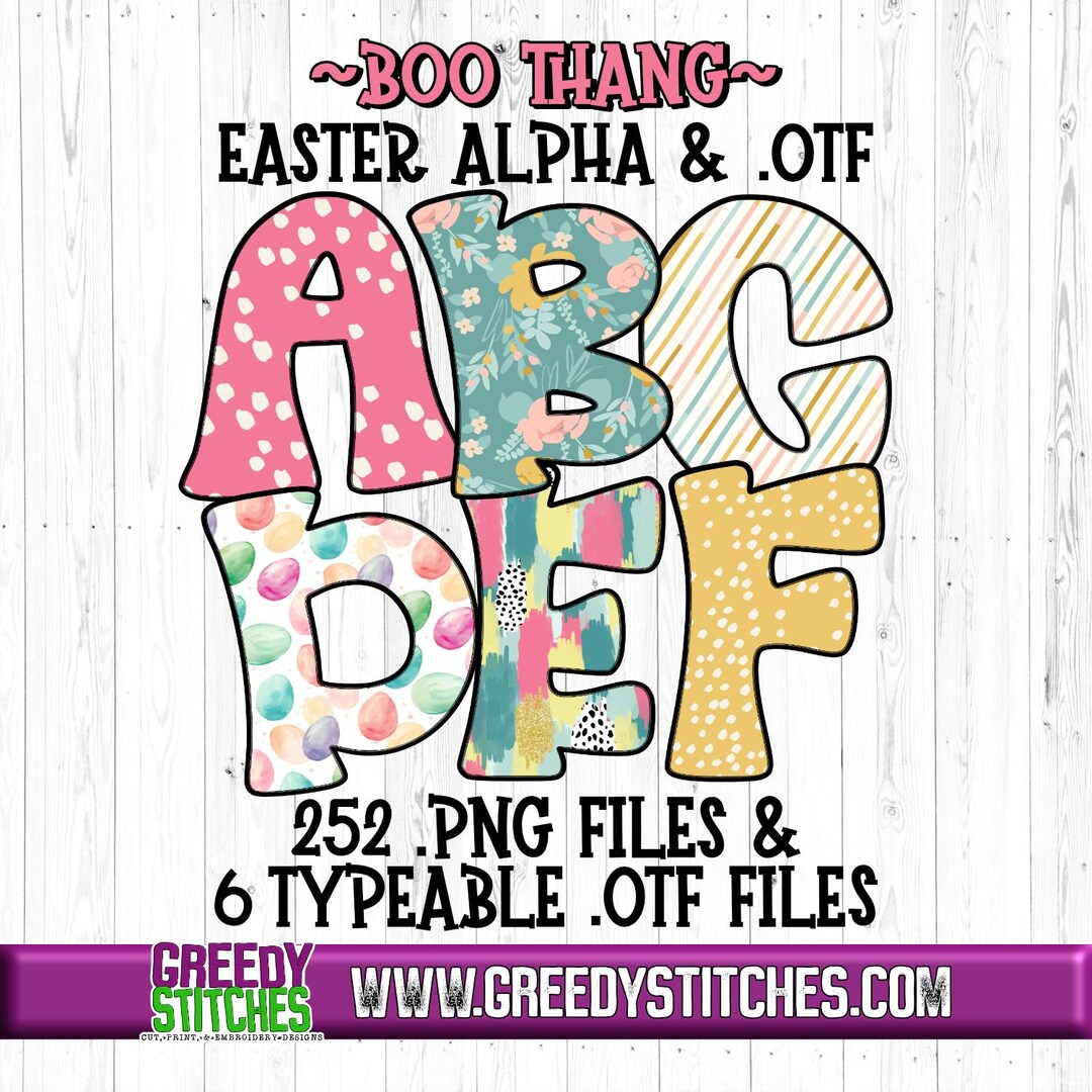 Boo Thang Easter Alpha OTF and PNG | Easter Alpha Otf | Spring Alpha ...