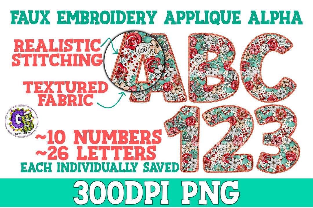 Christmas Faux Floral Fabric Embroidery Alpha Sublimation | Christmas ...