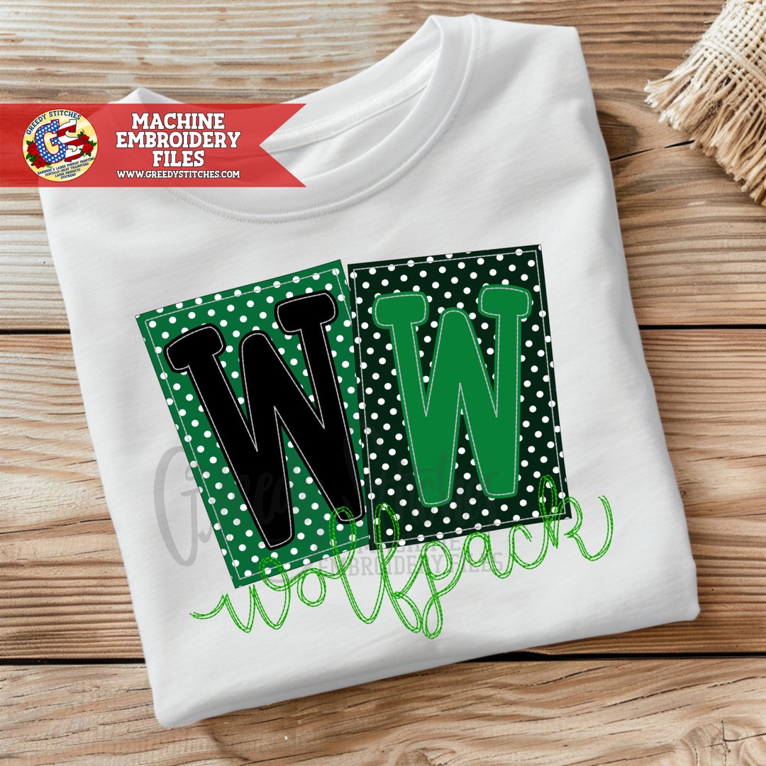 WW Wolfpack Bean Stitch Applique Machine Embroidery Design | Wolfpack ...