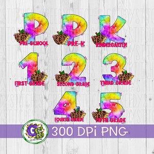 Grade Level Tie Dye PNG Bundle | Back to School Png | First Day School ...