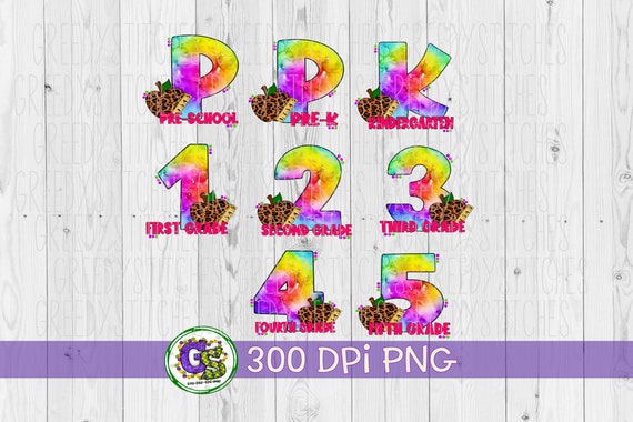 Grade Level Tie Dye PNG Bundle Back to School Png First | Etsy