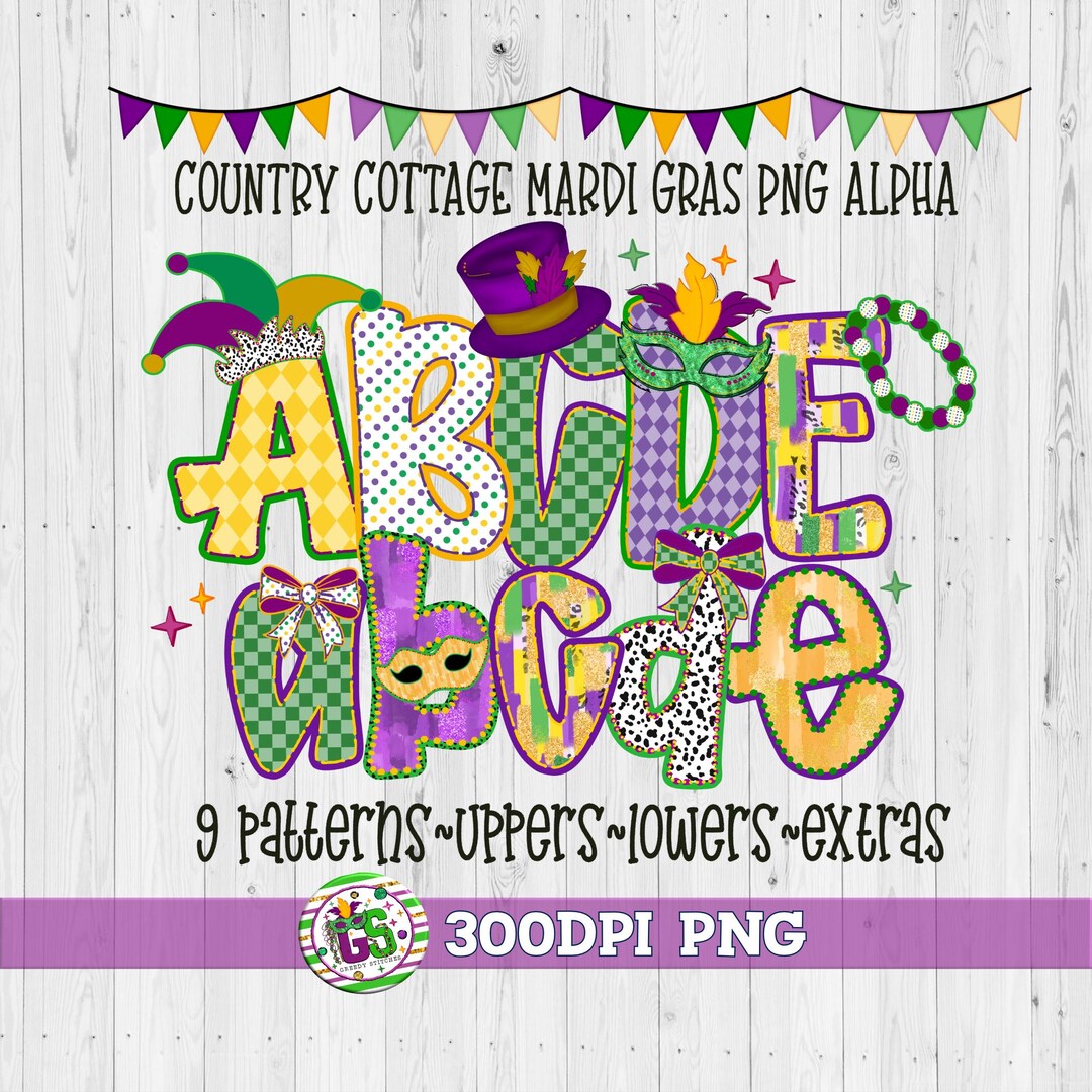 Mardi Gras Alpha PNG | Country Cottage Mardi Gras Alphabet Aa to Zz Png ...