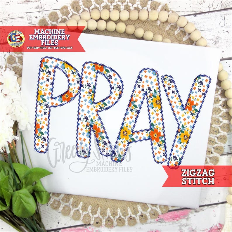 Pray Zig Zag Stitch Applique Machine Embroidery Design | Pray ...