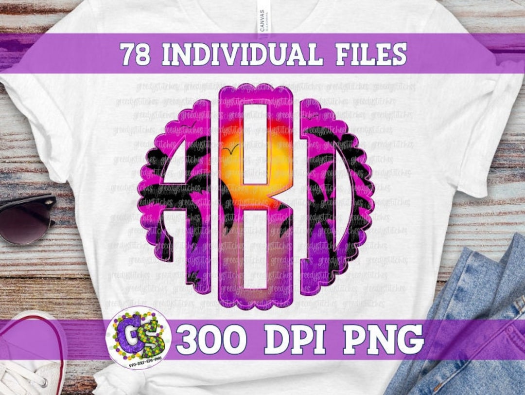 Summer Sunset Beach Monogram PNG | Summer Scalloped Monogram Set Png ...