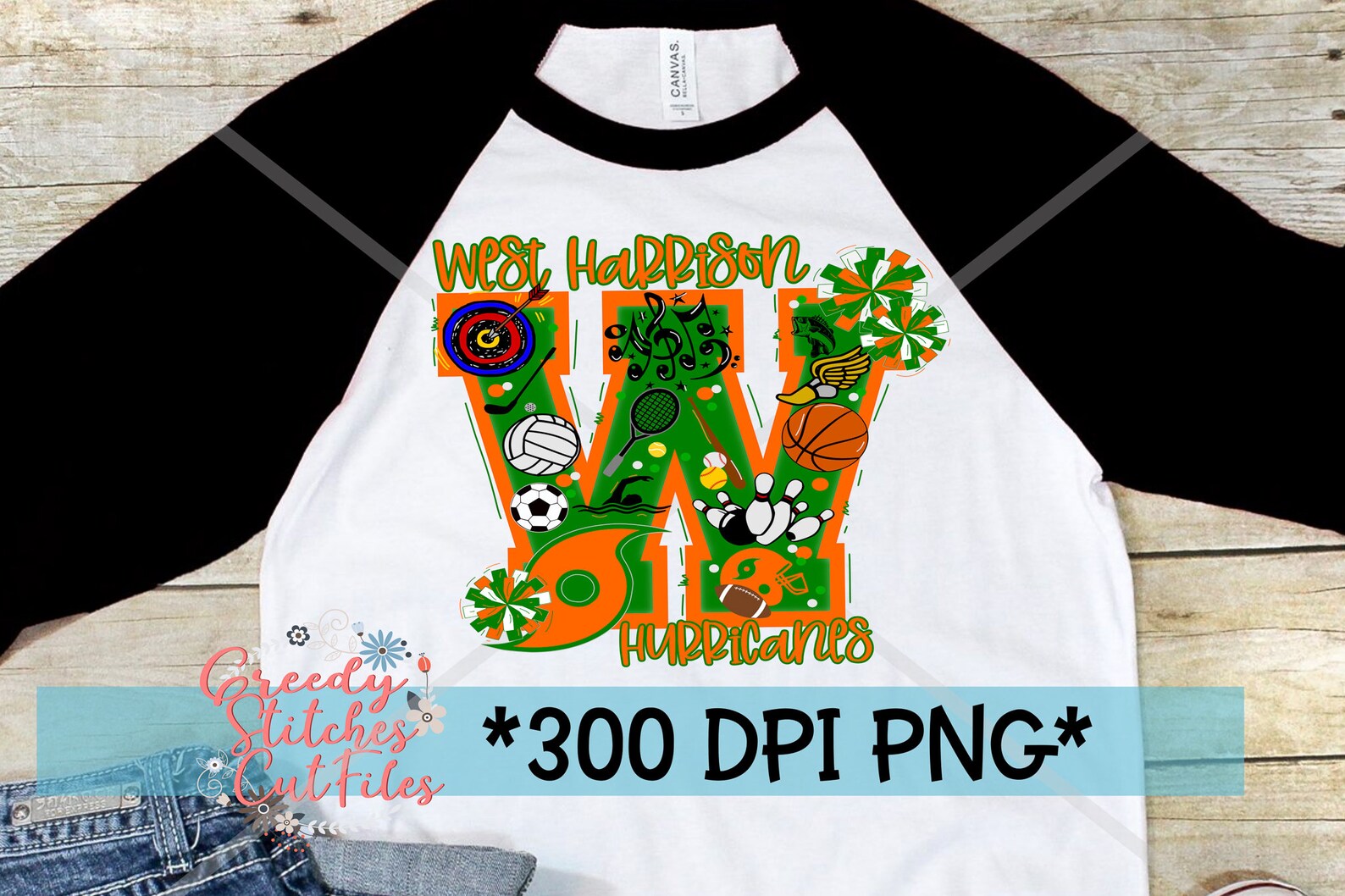 West Harrison Hurricanes W PNG for Sublimation | Hurricanes Png | West ...