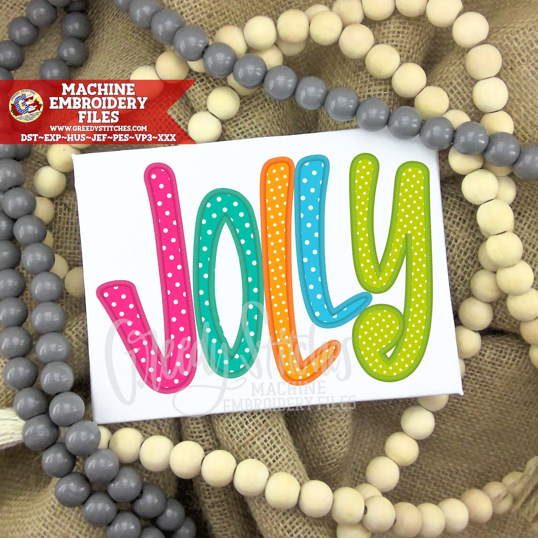 Jolly Satin Stitch Applique Machine Embroidery Design | Merry Christmas ...