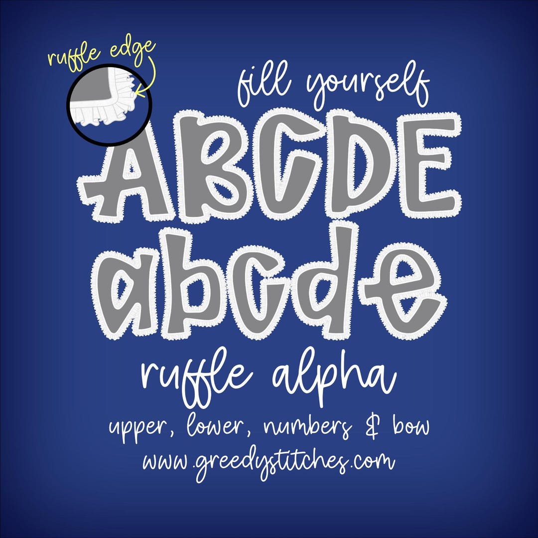 DIY Ruffles Alpha & Number Pack PNG | Faux Ruffle Alpha Png | Faux ...