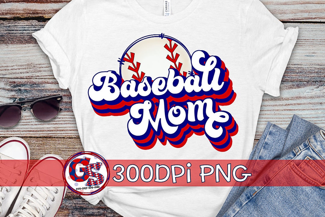 Retro Baseball Mom PNG Red & Blue Baseball Png Baseball Mom Png Mom Png ...