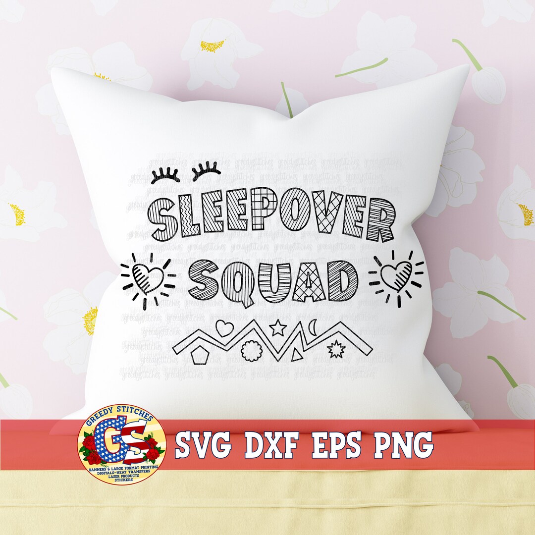 Sleepover Squad Svg Dxf Eps Png | Kids Coloring Pillow SVG | Coloring ...