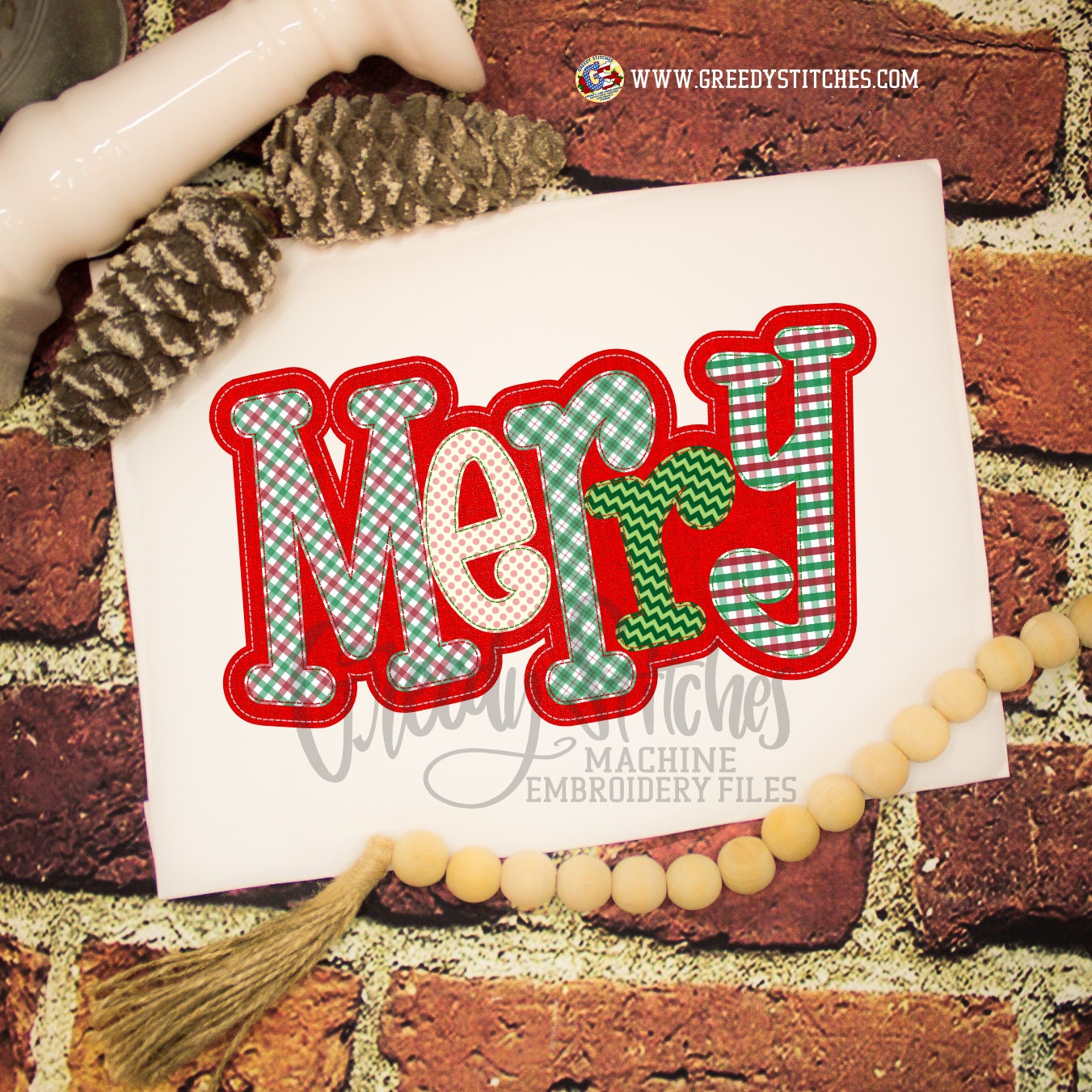 Merry Bean Stitch Applique Machine Embroidery Design | Merry Christmas ...