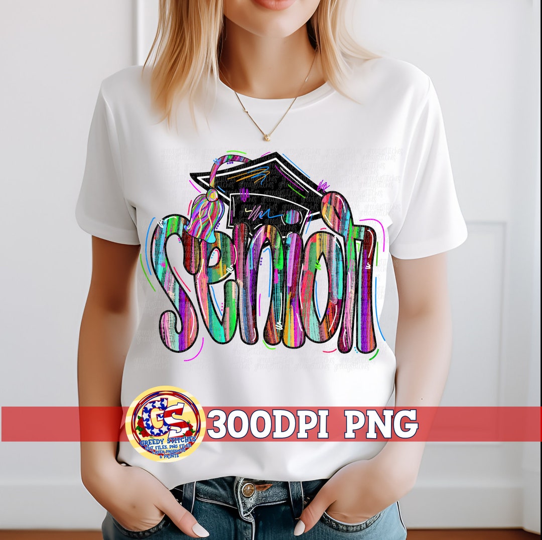 Senior Graduation Cap Png | Bright Brush Color Senior Png | Senior Grad ...
