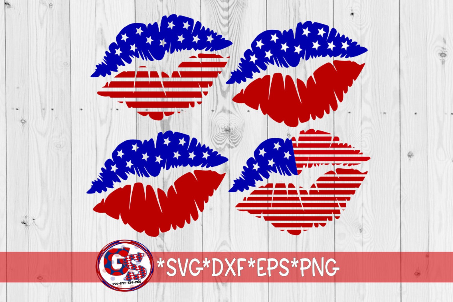 July 4th Lips Svg American Flag Lips Set of 4 Svg Dxf Eps - Etsy