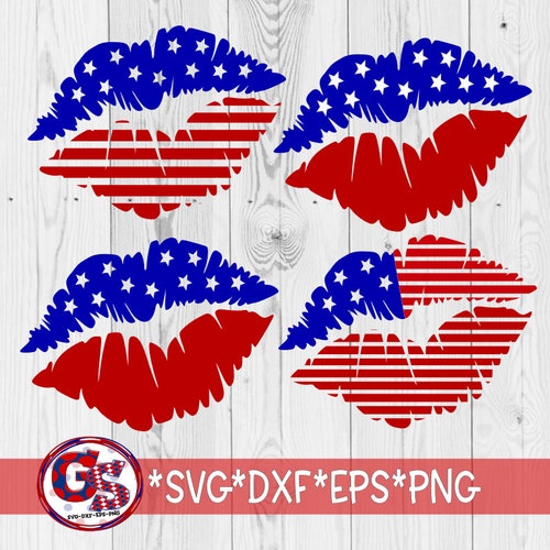 July 4th Lips Svg American Flag Lips Set of 4 Svg Dxf Eps - Etsy
