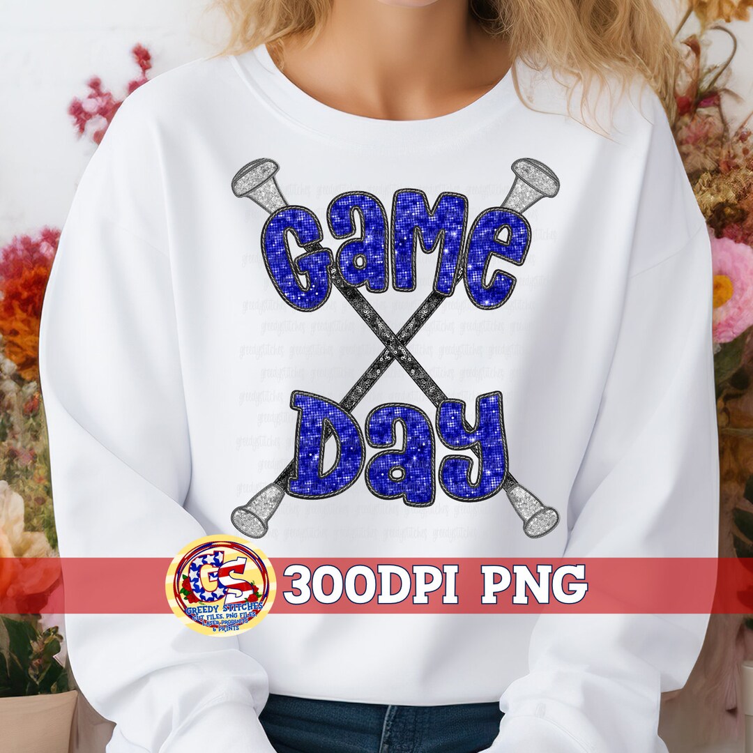 Baton Twirler Game Day Royal Faux Embroidery Sequins PNG Sublimation ...