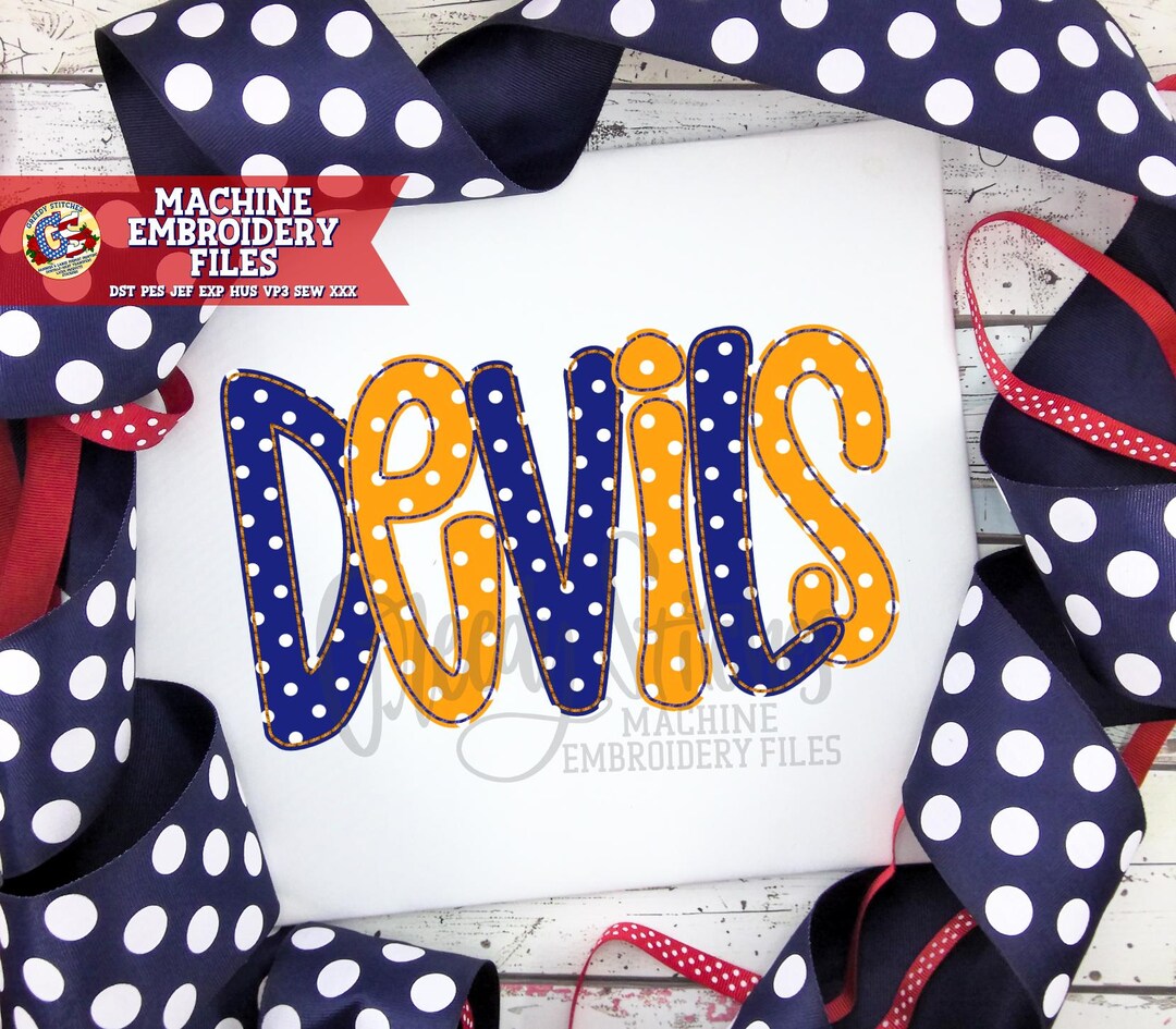 Devils Bean Stitch Applique Machine Embroidery Design | Devils Mascot ...