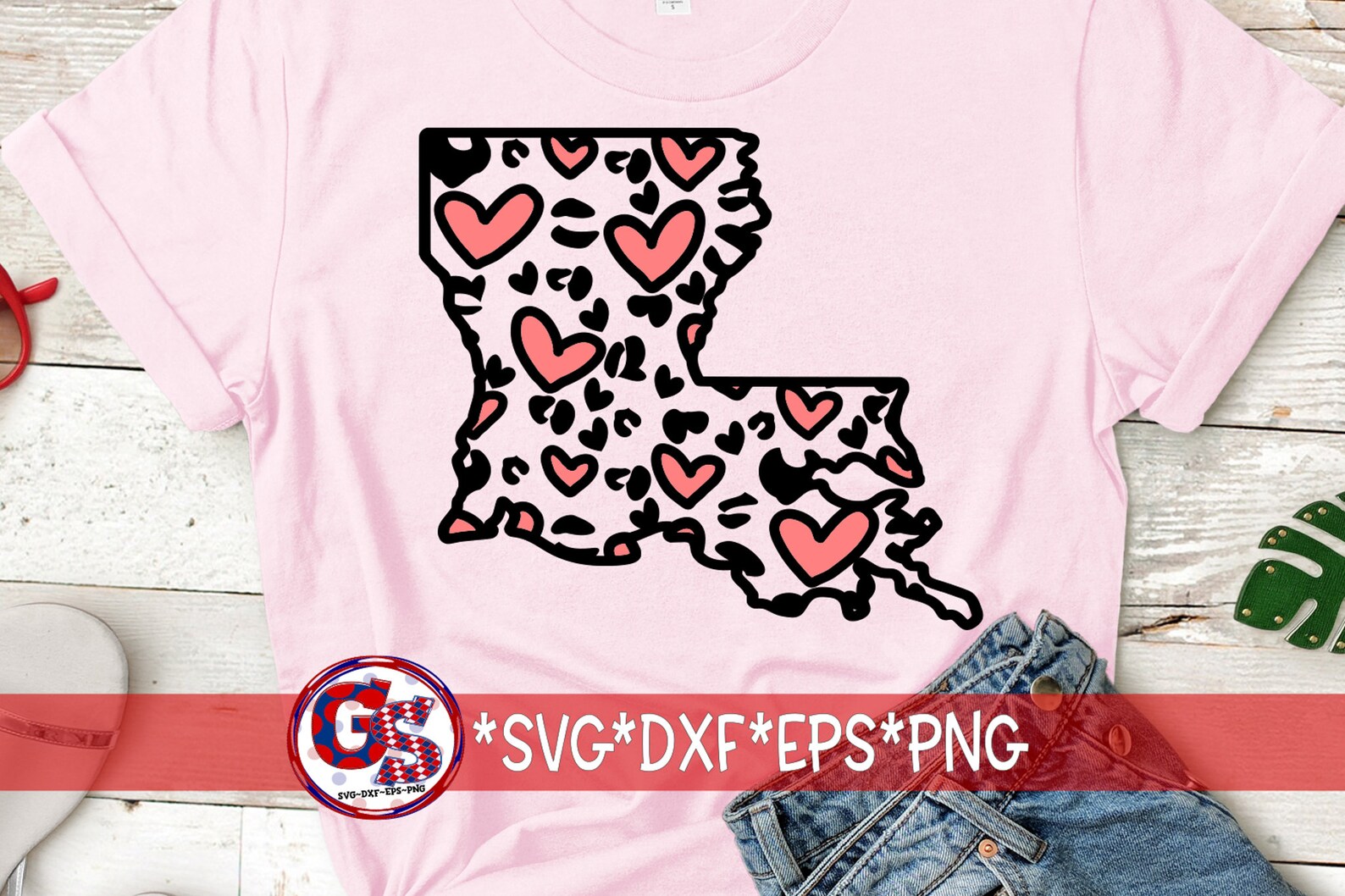 Heart Leopard Print Louisiana Svg Dxf Eps Png | Valentine's Day Svg ...