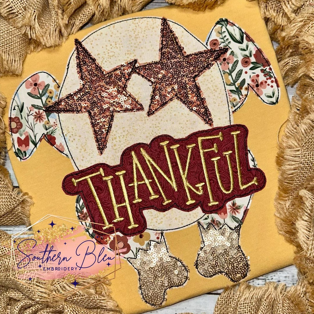 Thankful Turkey Bean Stitch Applique Machine Embroidery Design | Turkey ...
