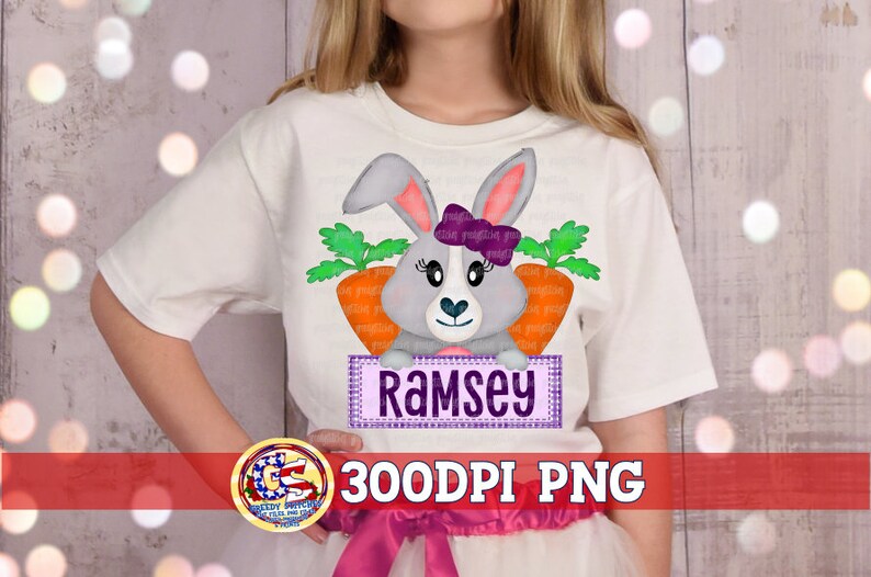 Easter Bunny Girl With Name Box PNG for Sublimation. Easter - Etsy
