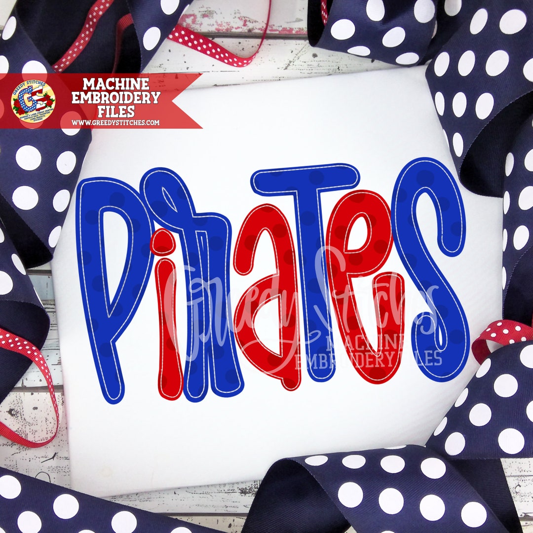 Pirates Lowecase Applique Machine Embroidery Design | Pirates Mascot ...