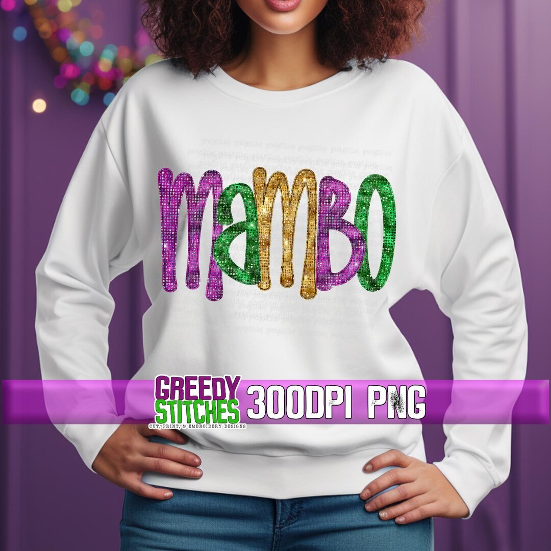 Mambo Faux Embroidery Sequins PNG | Mardi Gras PNG | Faux Sequins Mambo ...