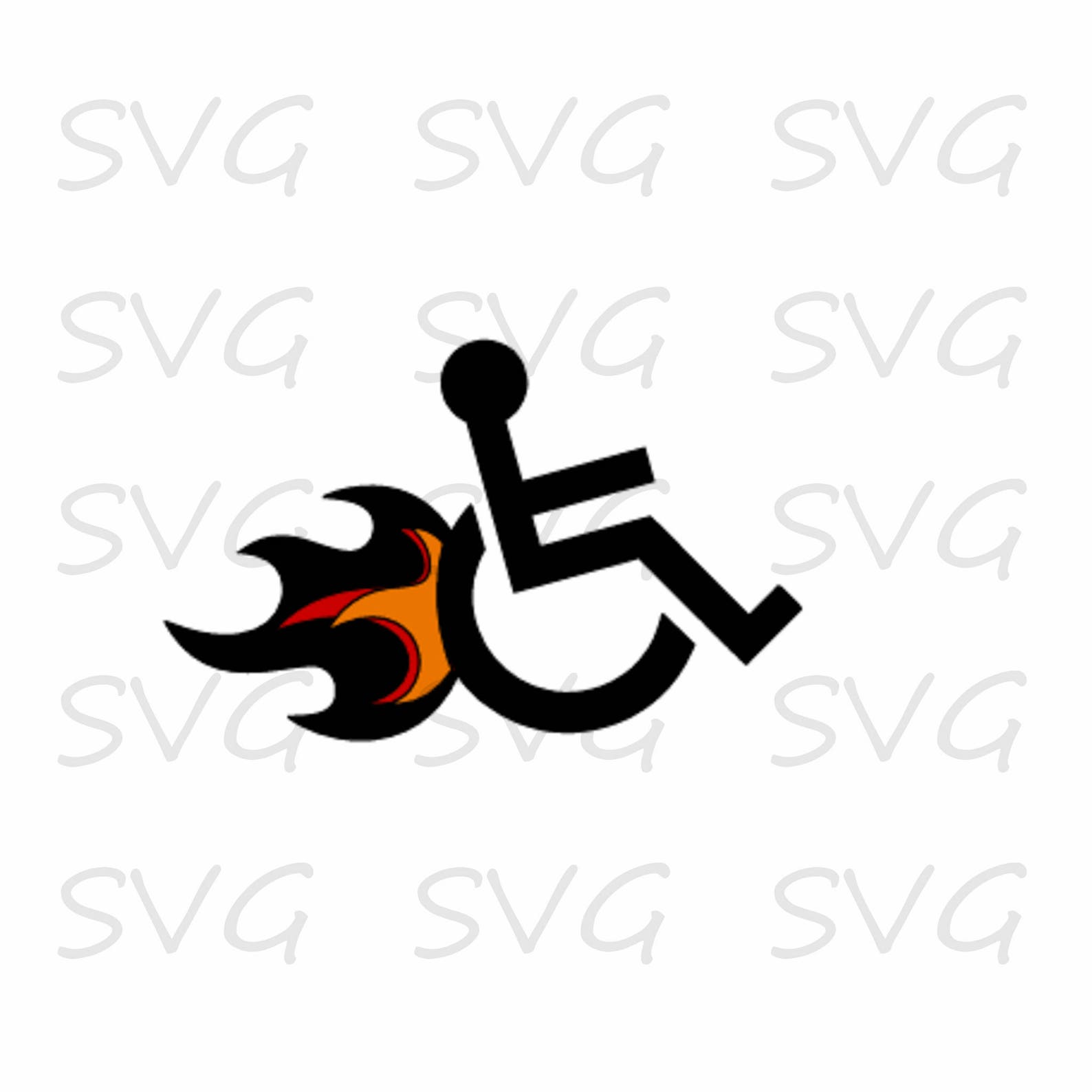 Handicap Wheelchair Flames 3 Svg, Dxf, Fcm, Eps, and Png. Hot Rod ...