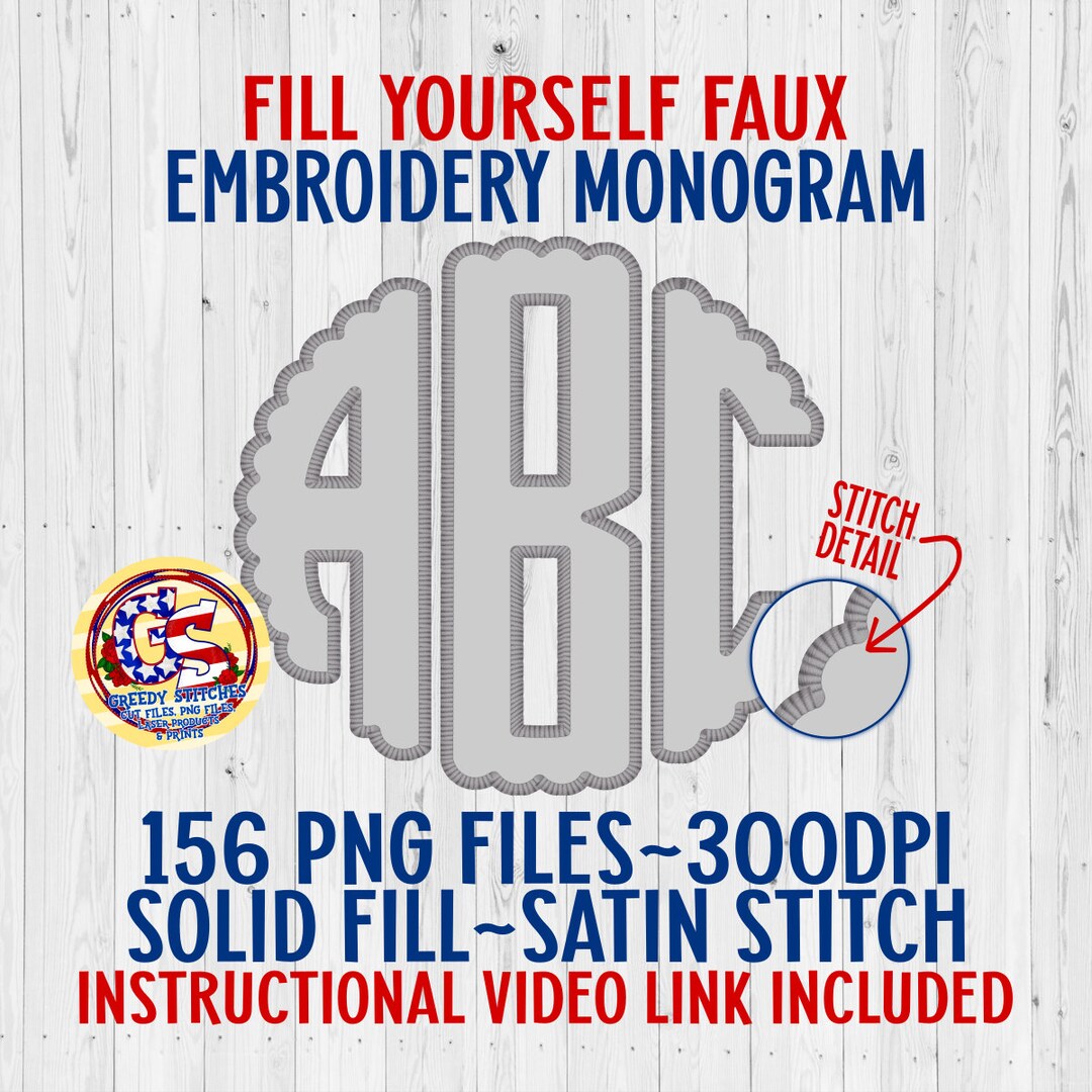 DIY Faux Embroidery Scalloped Monogram Png | Faux Embroidered Monogram ...