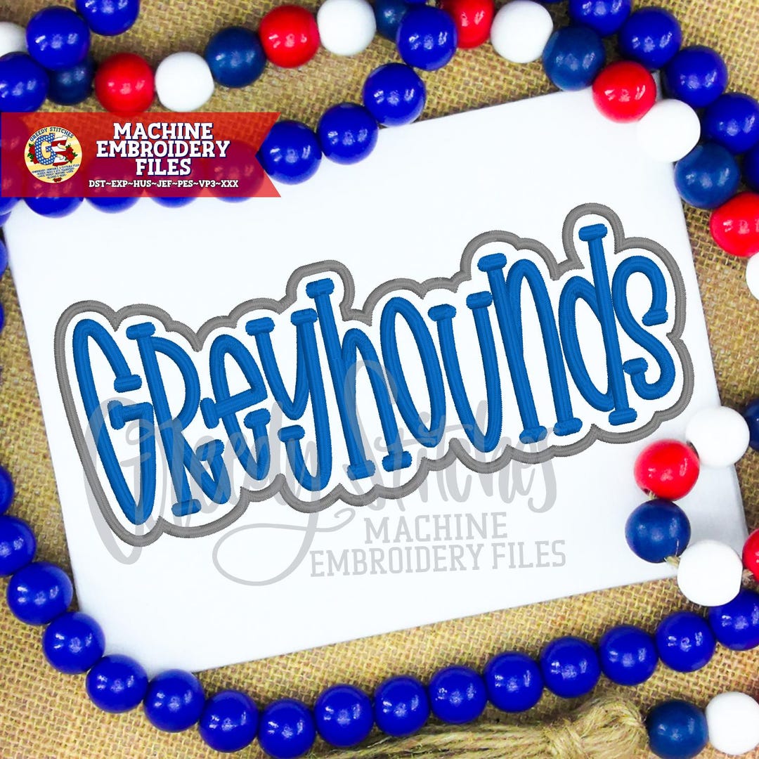 Greyhounds Satin Stitch Machine Embroidery Design | Greyhounds Mascot ...