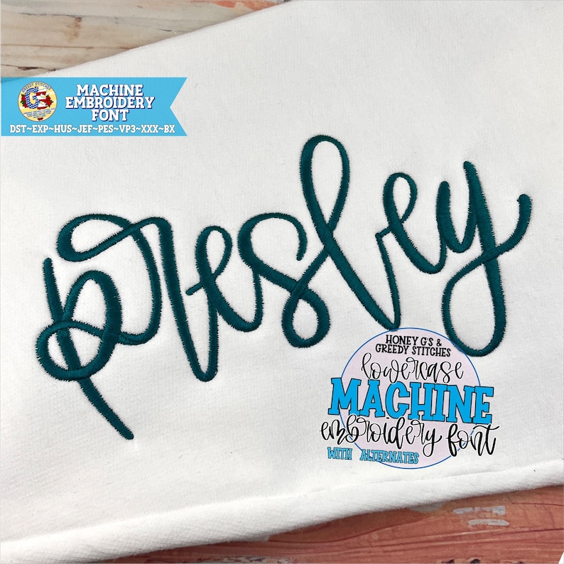 Presley Script Embroidery Font – Lowercase Machine Design (DST, PES, BX ...