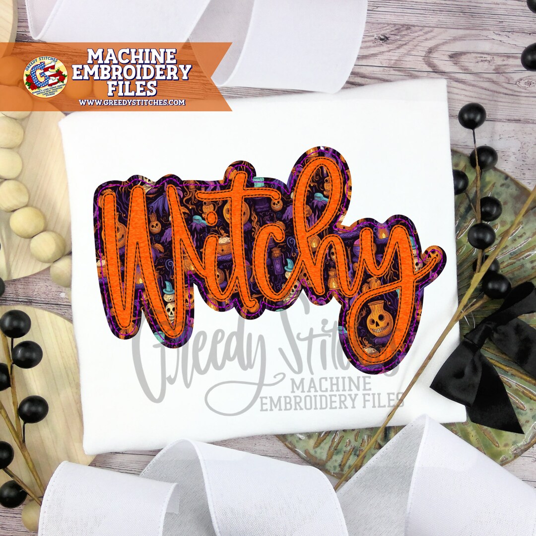 Witchy Applique Embroidery Design | Halloween Witch Machine Embroidery ...