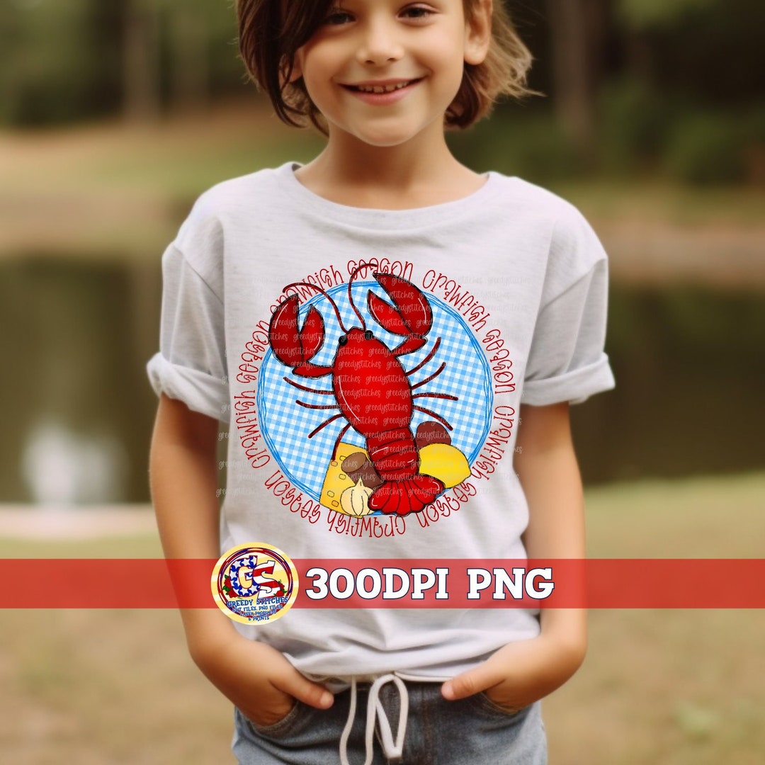 Crawfish Season Png | Crawfish Boil Png | Blue Gingham Crawfish PNG ...