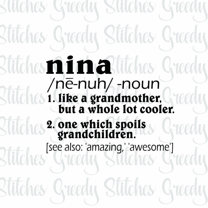 Mother's Day | Nina | Nina Definition Svg, Eps, Dxf, Wmf, Png. Instant ...