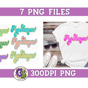 Retro Freshman Chenille Lettering PNG Bundle Sublimation Freshman ...