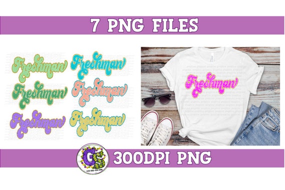 Retro Freshman Chenille Lettering PNG Bundle Sublimation | Etsy
