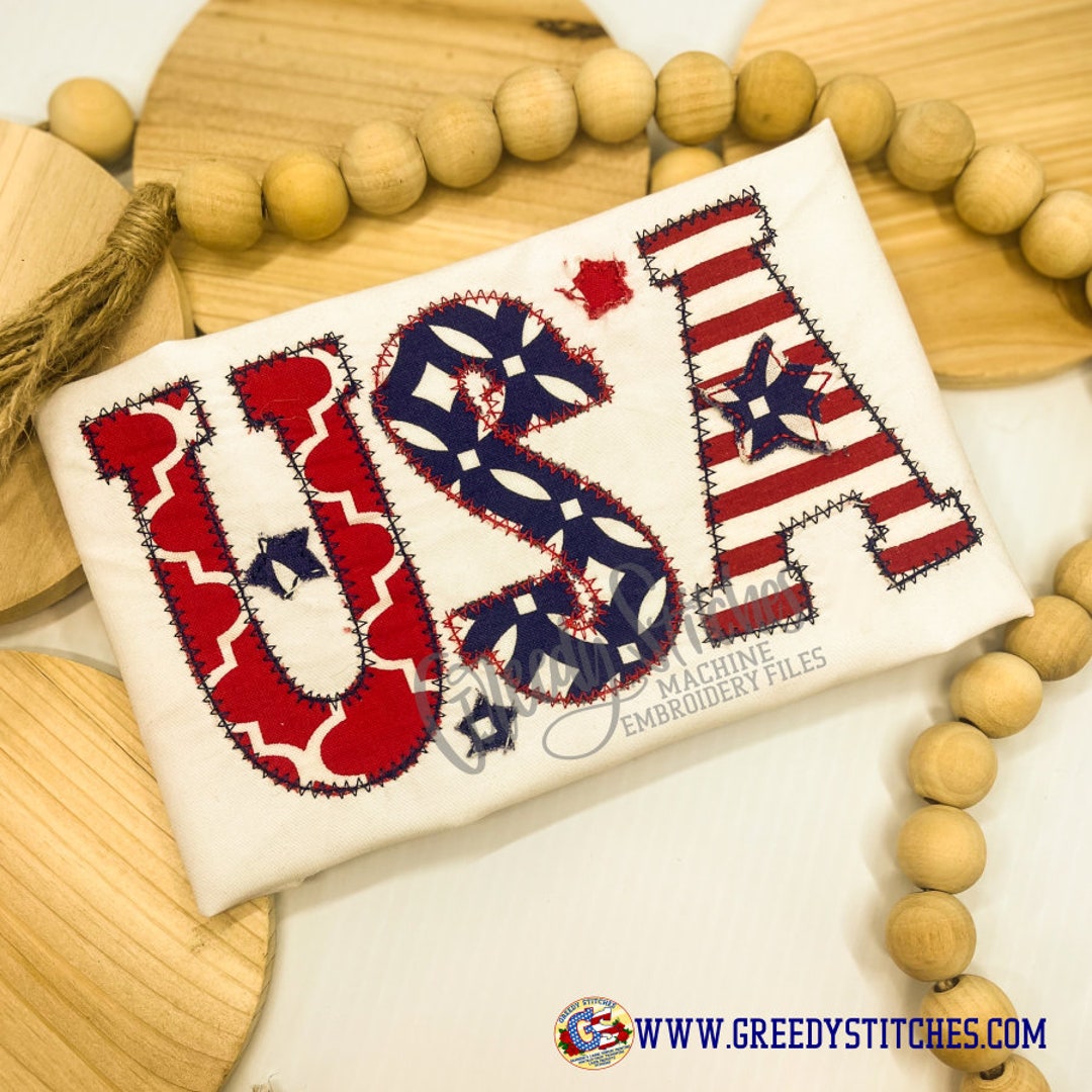 Patriotic USA Applique Machine Embroidery Design | July 4th Machine ...